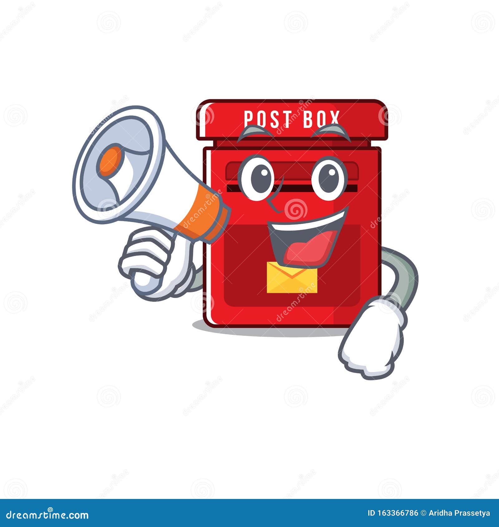 With Holding Megaphone Happy Mailbox in with Cartoon Cute Stock Vector ...