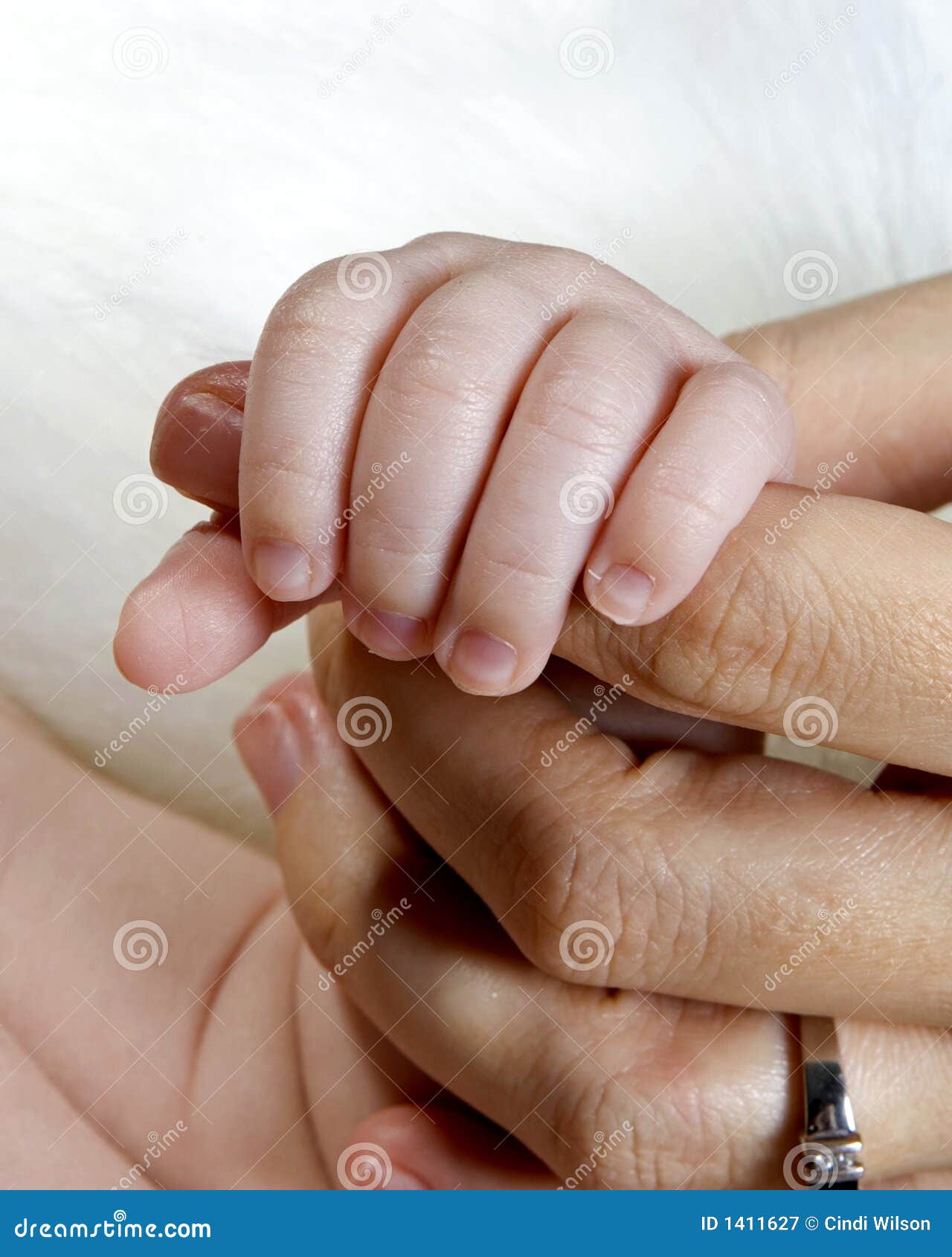 Holding mom s hand stock image. Image of finger, newborn - 1411627