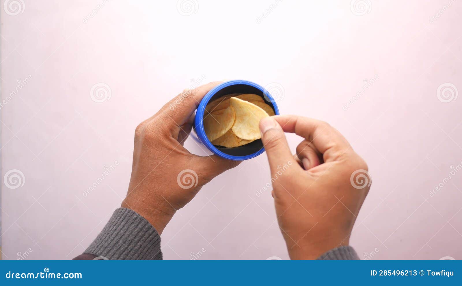 Holding a Open Potato Chips Packet Top View Stock Video - Video of ...