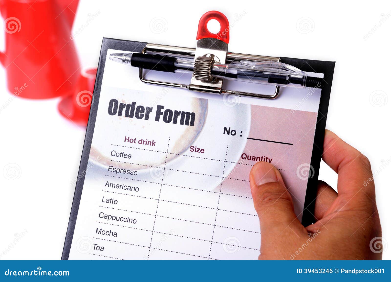 Holding oredr form. stock photo. Image of drink, hand - 39453246