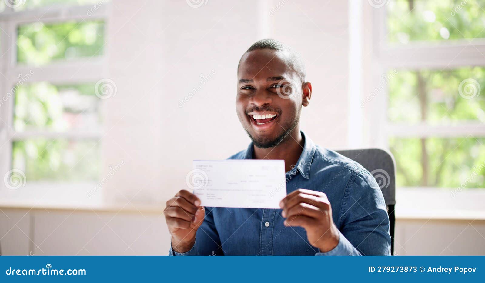 Holding Paycheck or Payroll Check or Insurance Cheque Stock Image ...