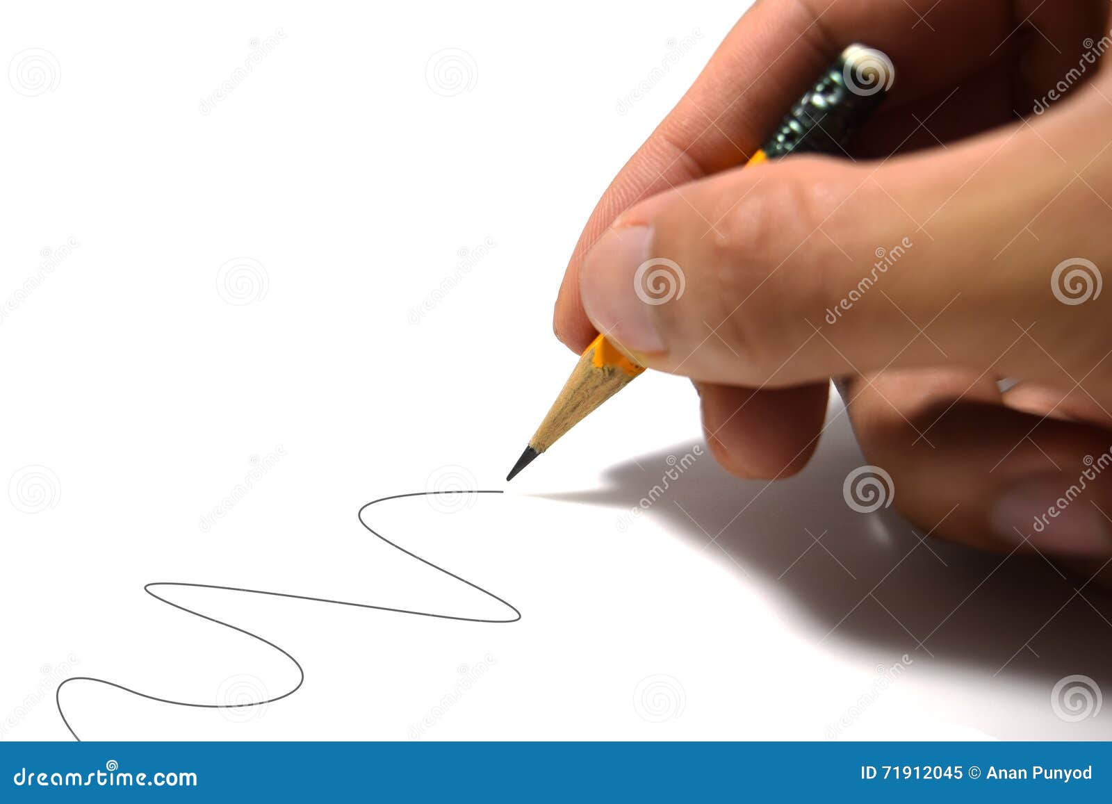 Holding Pencil To Write Wave Line Isolate on White Background Stock ...