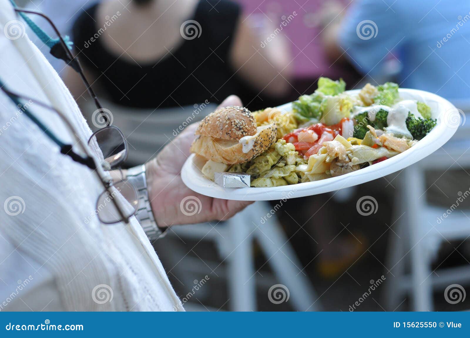 Holding Plate of Food at a Party Stock Photo - Image of plate, dinner ...