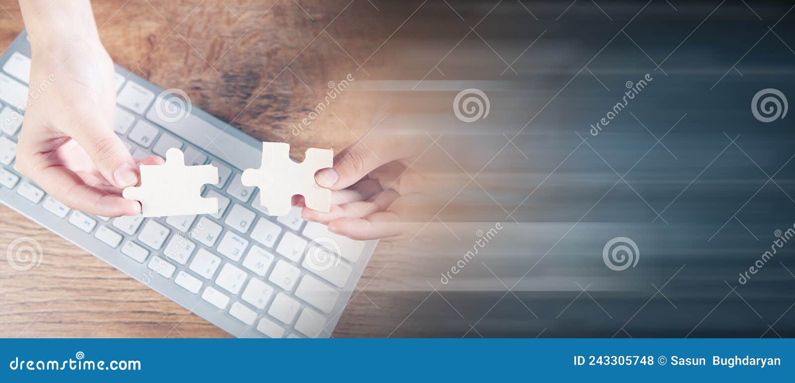 Holding Puzzle Pieces by the Keyboard Stock Photo - Image of puzzle ...