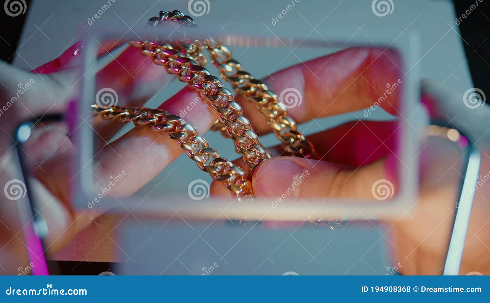 Gold Chain Under Magnification in Hands Stock Footage - Video of wealth ...