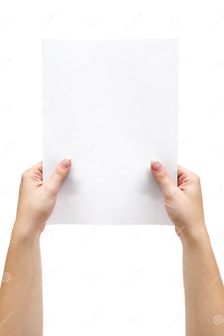 Holding a Sheet of Paper stock image. Image of hand, copy - 4868149