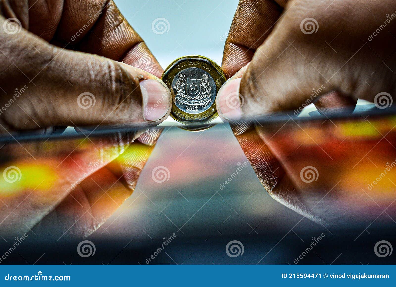 Holding Single Coin of Singapore Stock Image - Image of single, sing ...