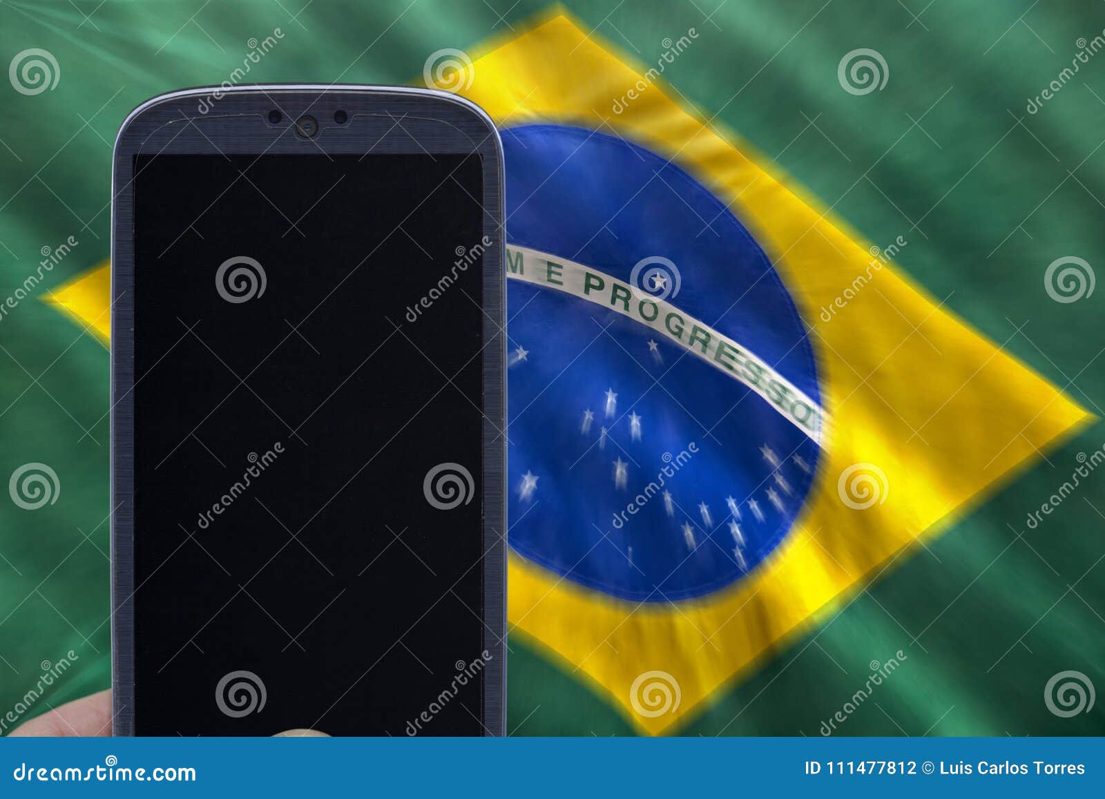 Holding Smartphone with Brazilian Flag Stock Photo - Image of ...