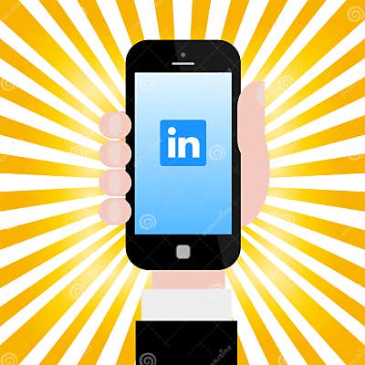Holding Smartphone with Linkedin Logo Editorial Image - Illustration of ...