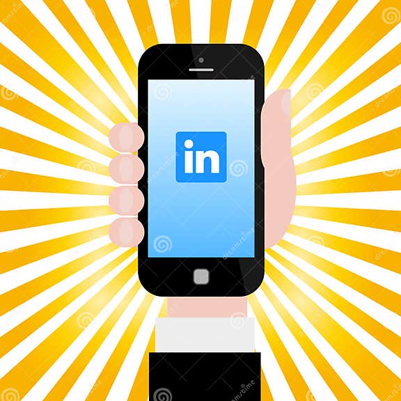 Holding Smartphone with Linkedin Logo Editorial Image - Illustration of ...