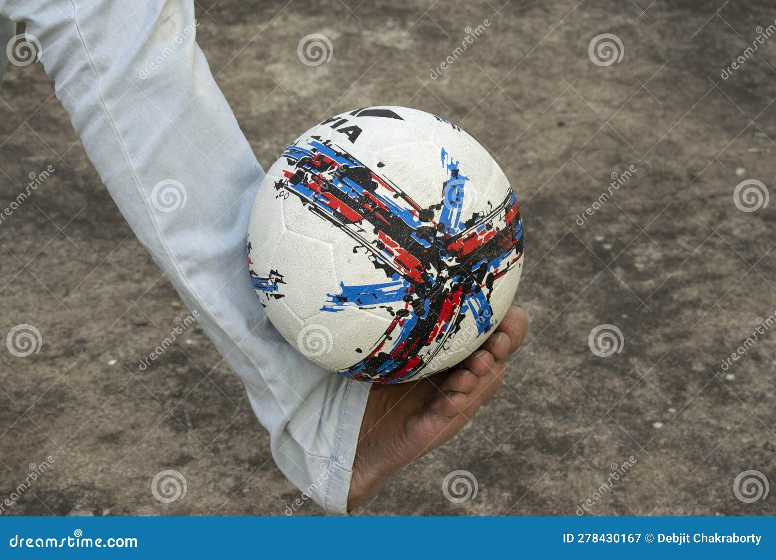 Skillfully Holding a Soccer Ball on the Feet Stock Image - Image of ...