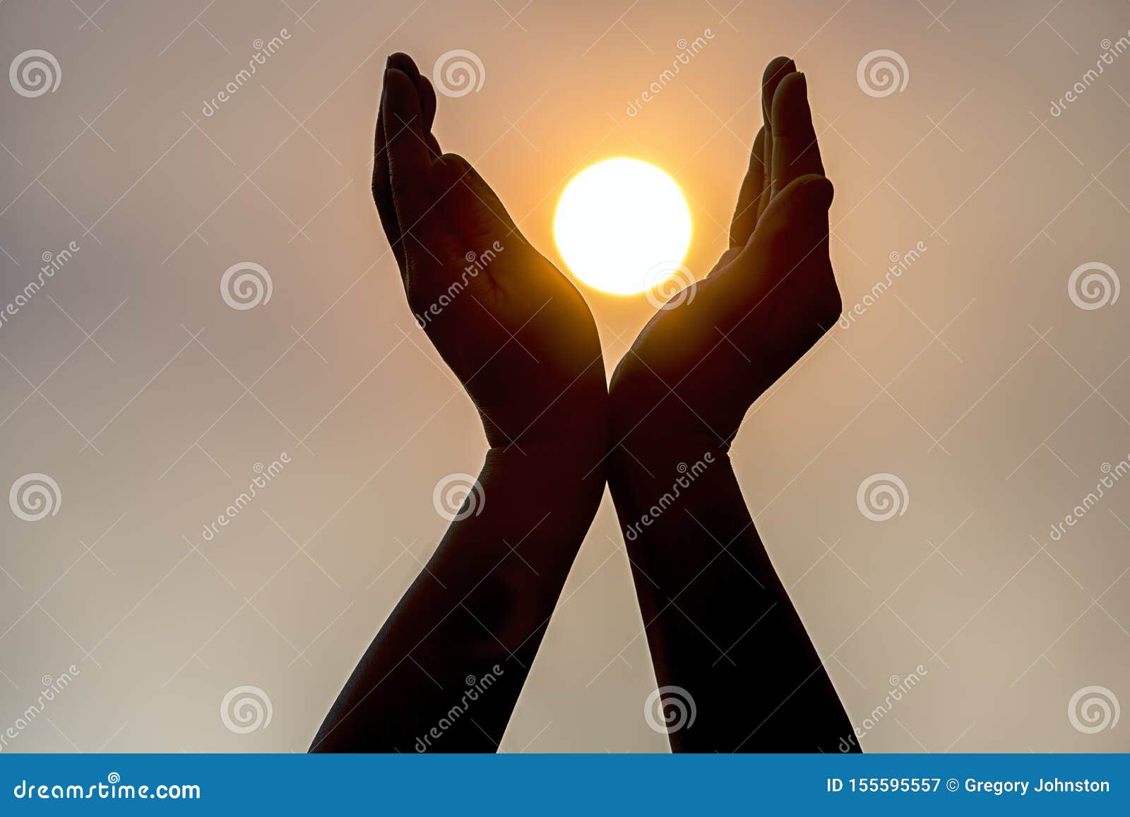 Holding the Sun in Two Hands Stock Image - Image of help, care: 155595557