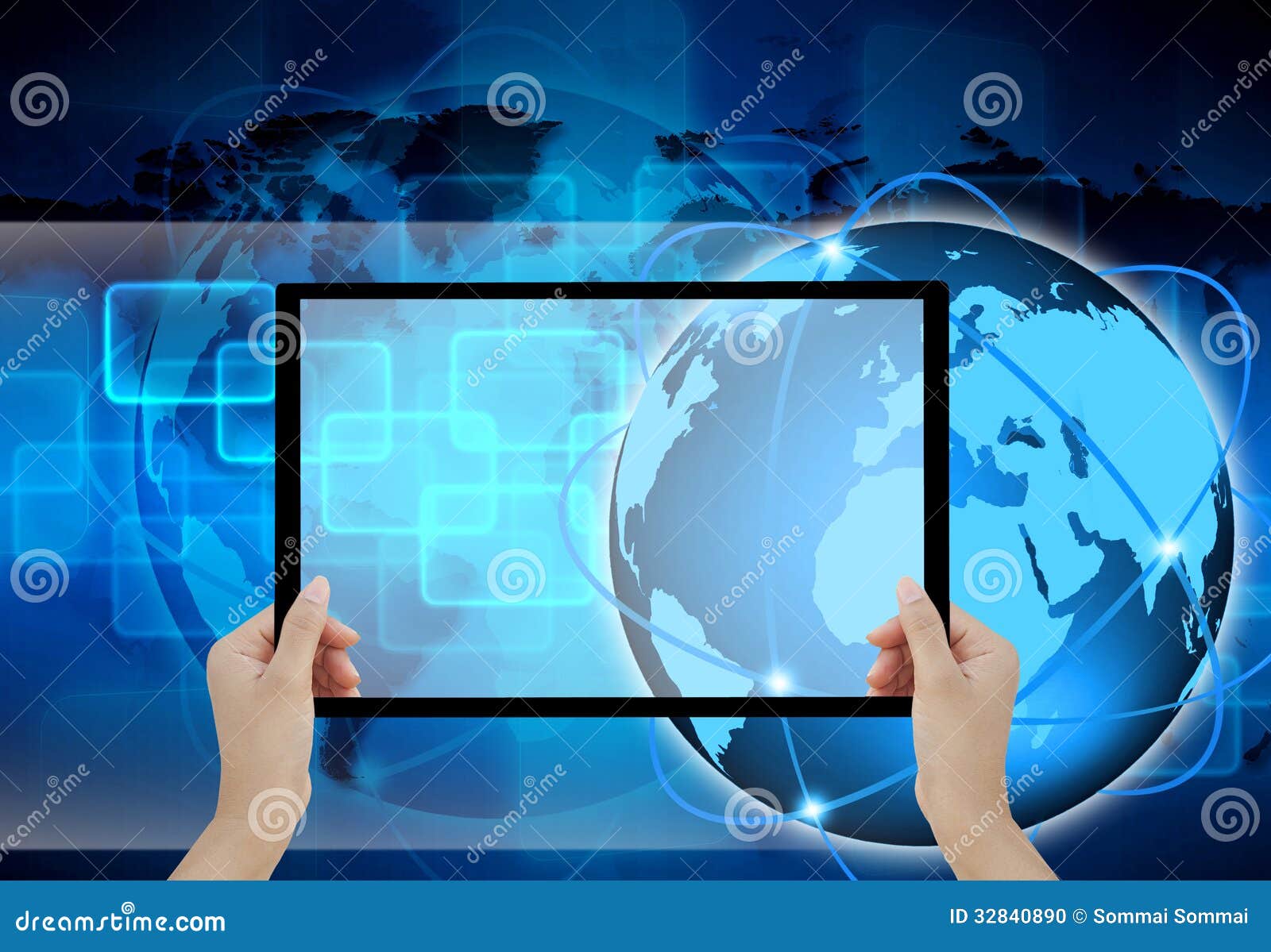 Holding Tablet Computer in Her Hand Stock Photo - Image of hand, group ...
