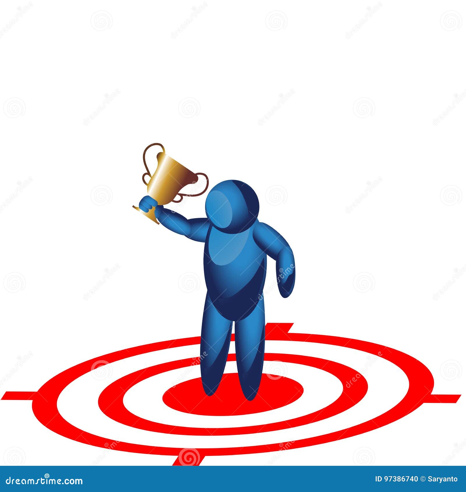 Holding Trophy on the Target Icon Stock Vector - Illustration of flat ...