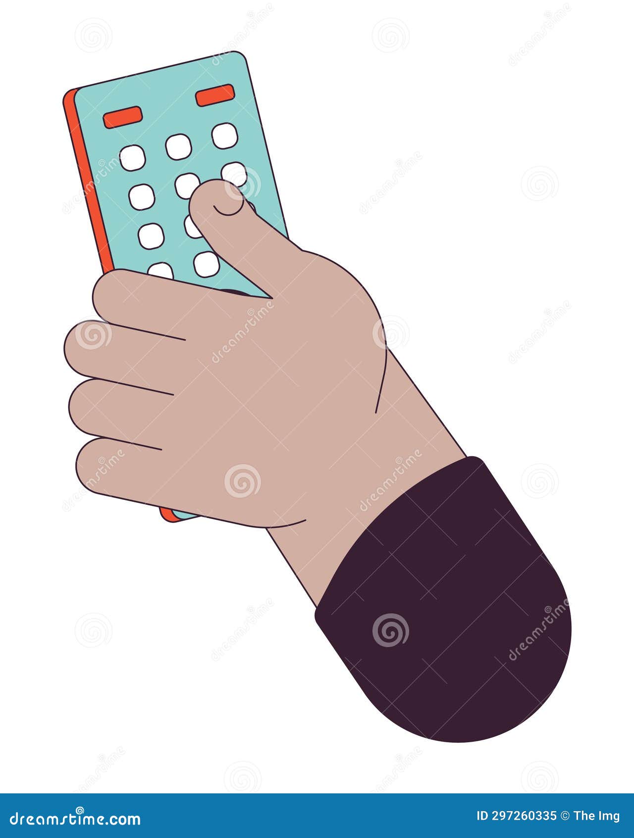 Holding Tv Remote Control Linear Cartoon Character Hand Illustration ...