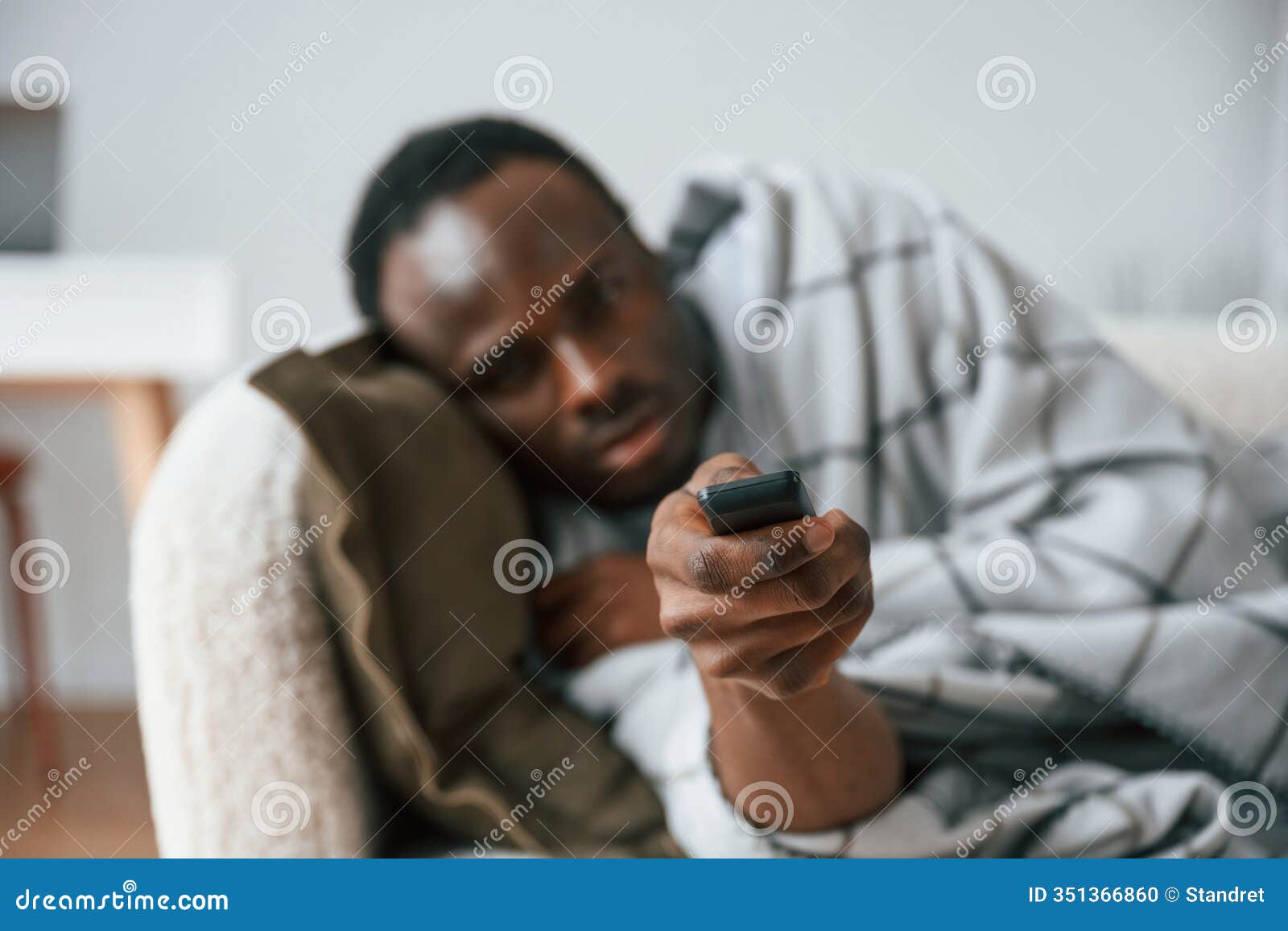 Holding TV Remote Controller. Lying Down Stock Illustration ...