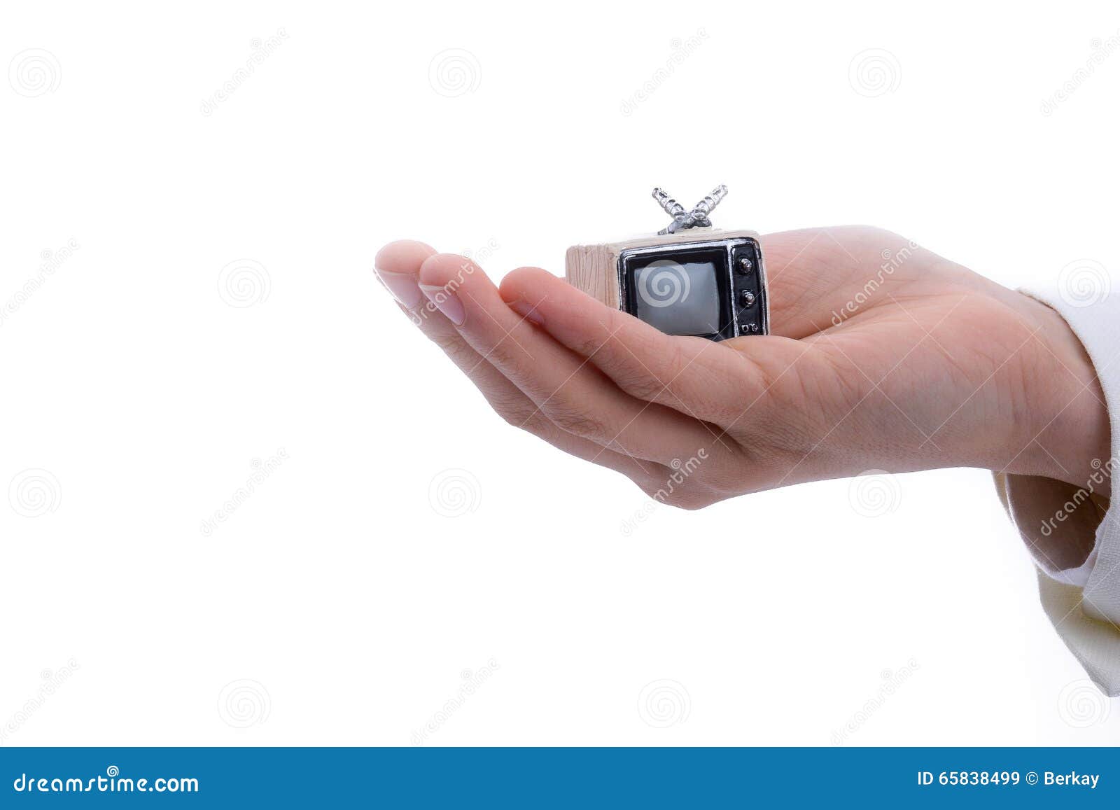 Holding a Tv Set in His Hand Stock Image - Image of watching ...
