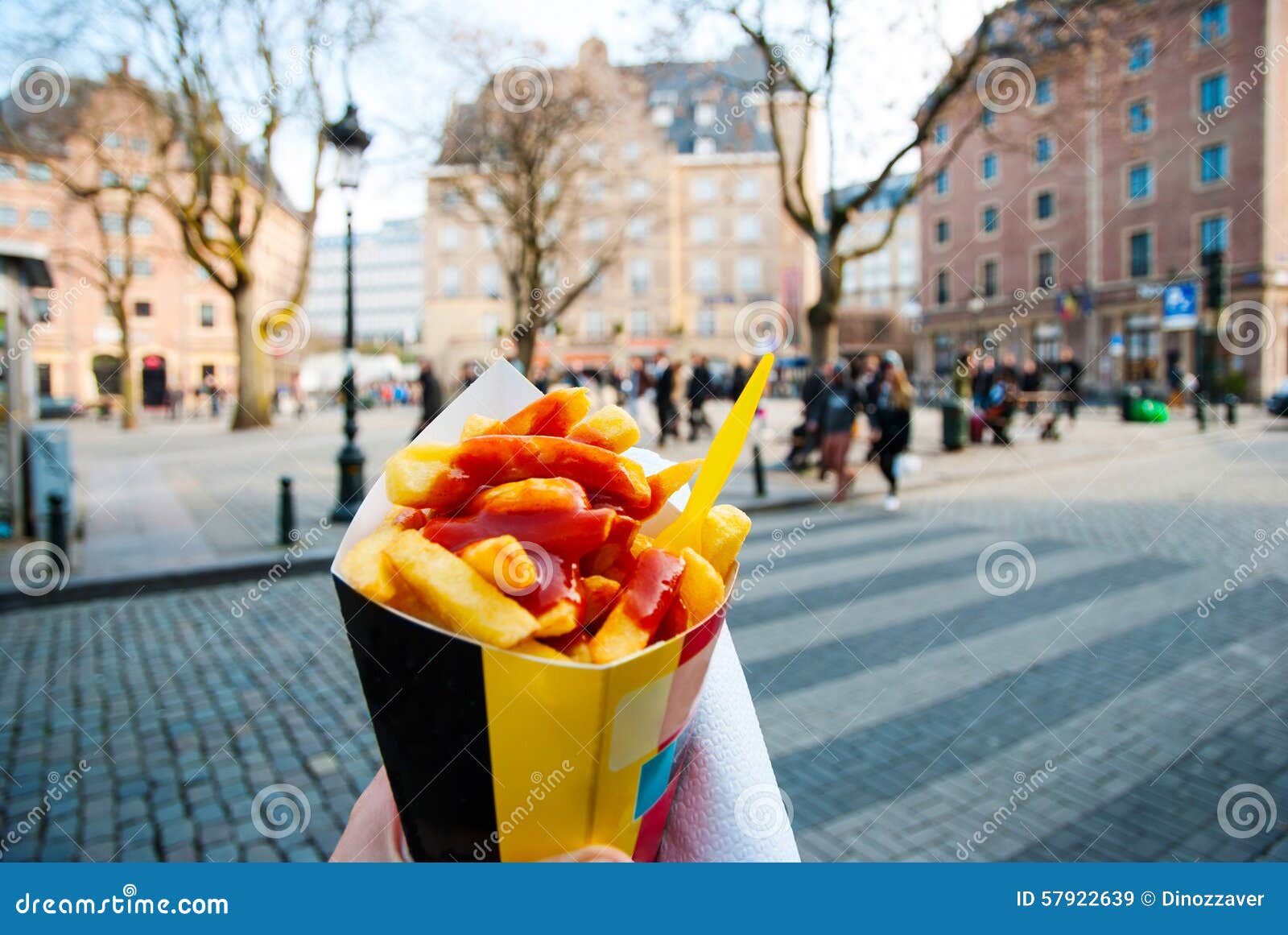 Holding Typical Belgian Fries in Hand in Brussels Stock Image - Image ...