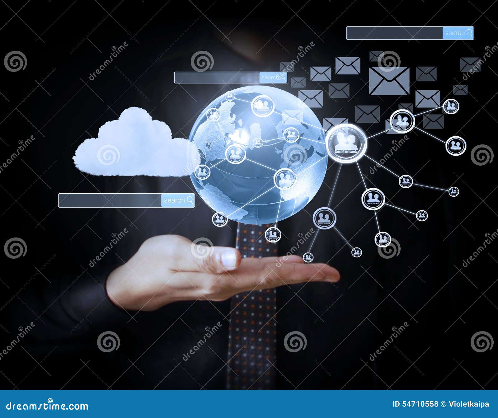 Holding Virtual Icon of Social Network in Hand Stock Photo - Image of ...