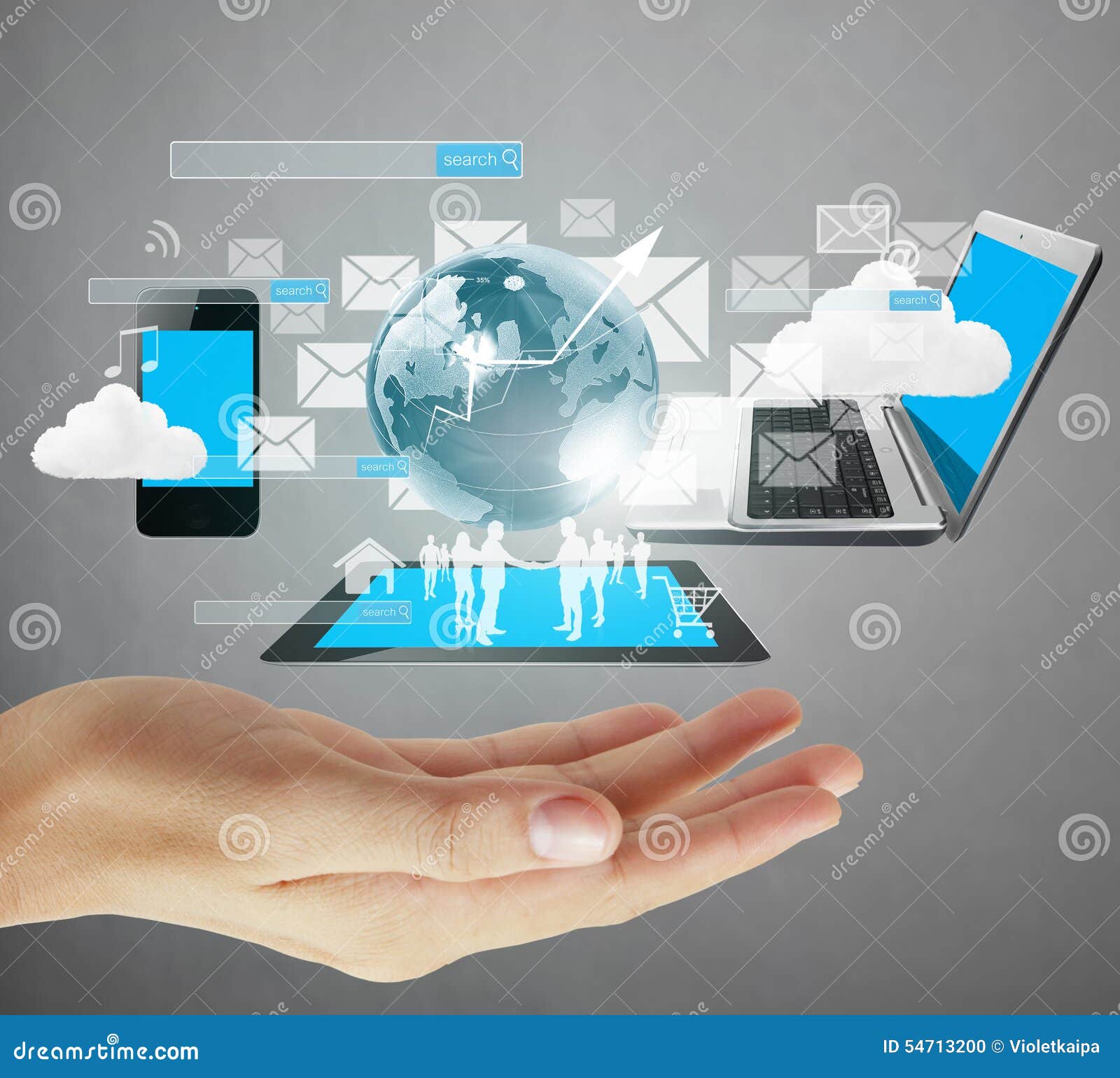 Holding Virtual Icon of Social Network in Hand Stock Photo - Image of ...