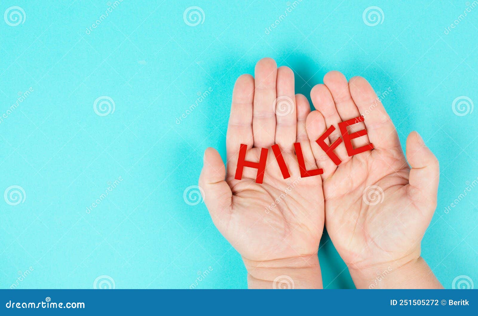 Holding the Word Help in the Hands, German Language, Giving Support and ...