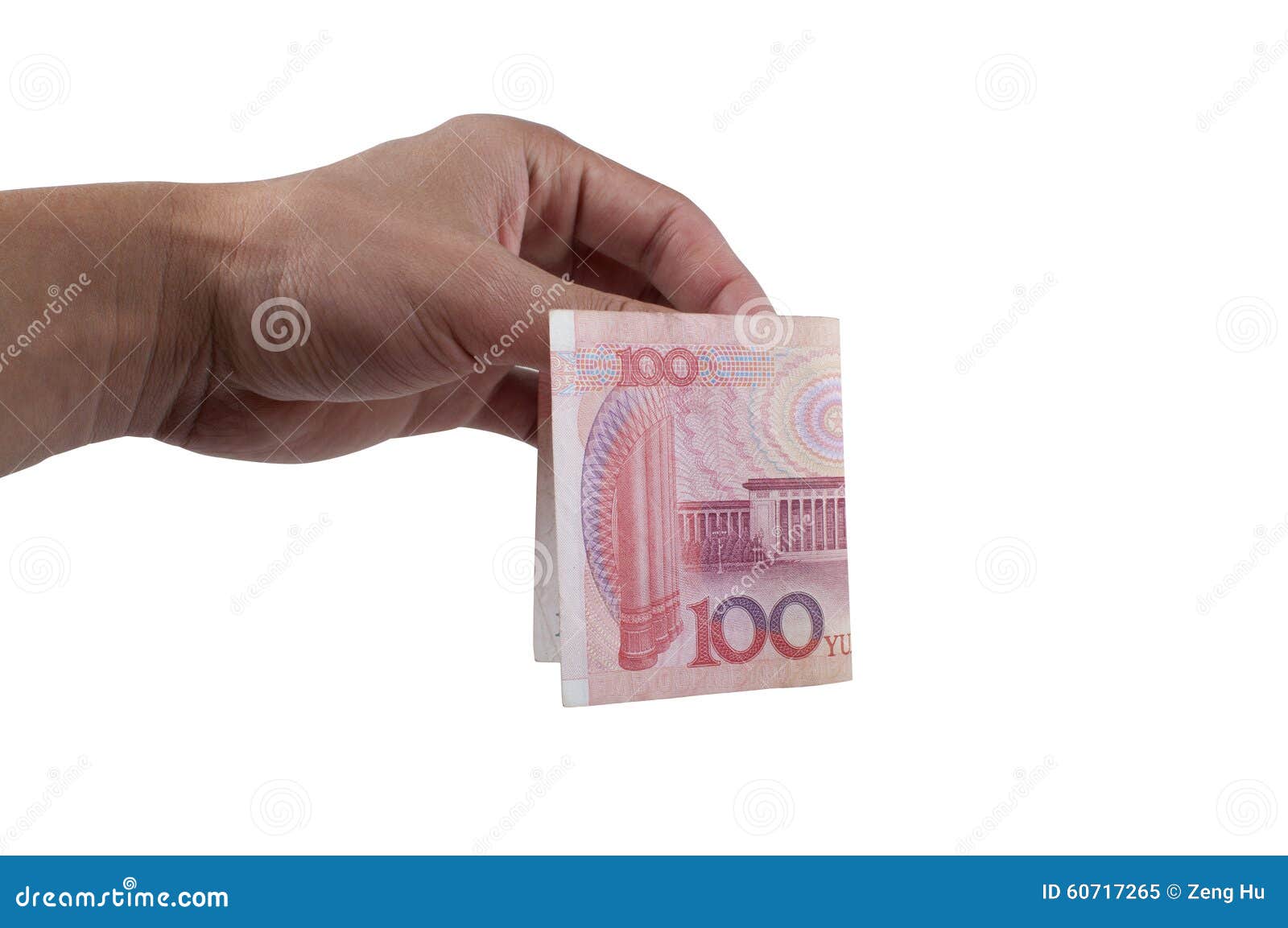 Holding 100 yuan stock image. Image of chinese, isolated - 60717265