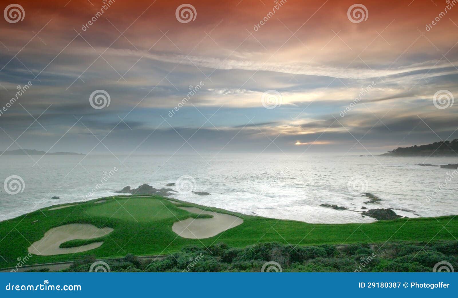 Hole 7, Pebble Beach Golf Links, CA Stock Image - Image of ocean, golf ...
