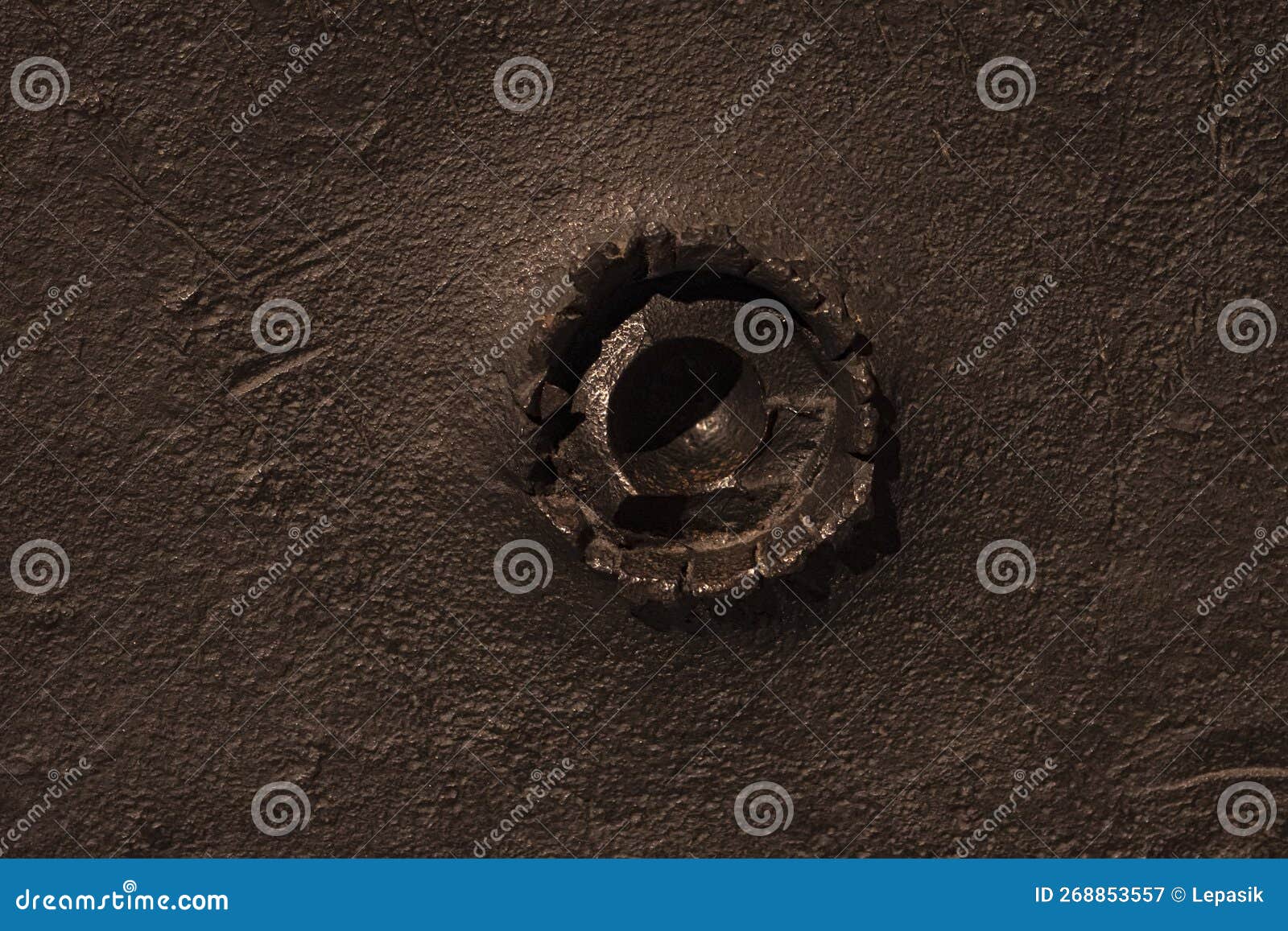 A Hole in the Armored Iron with a Piece of Shell from the Second World ...