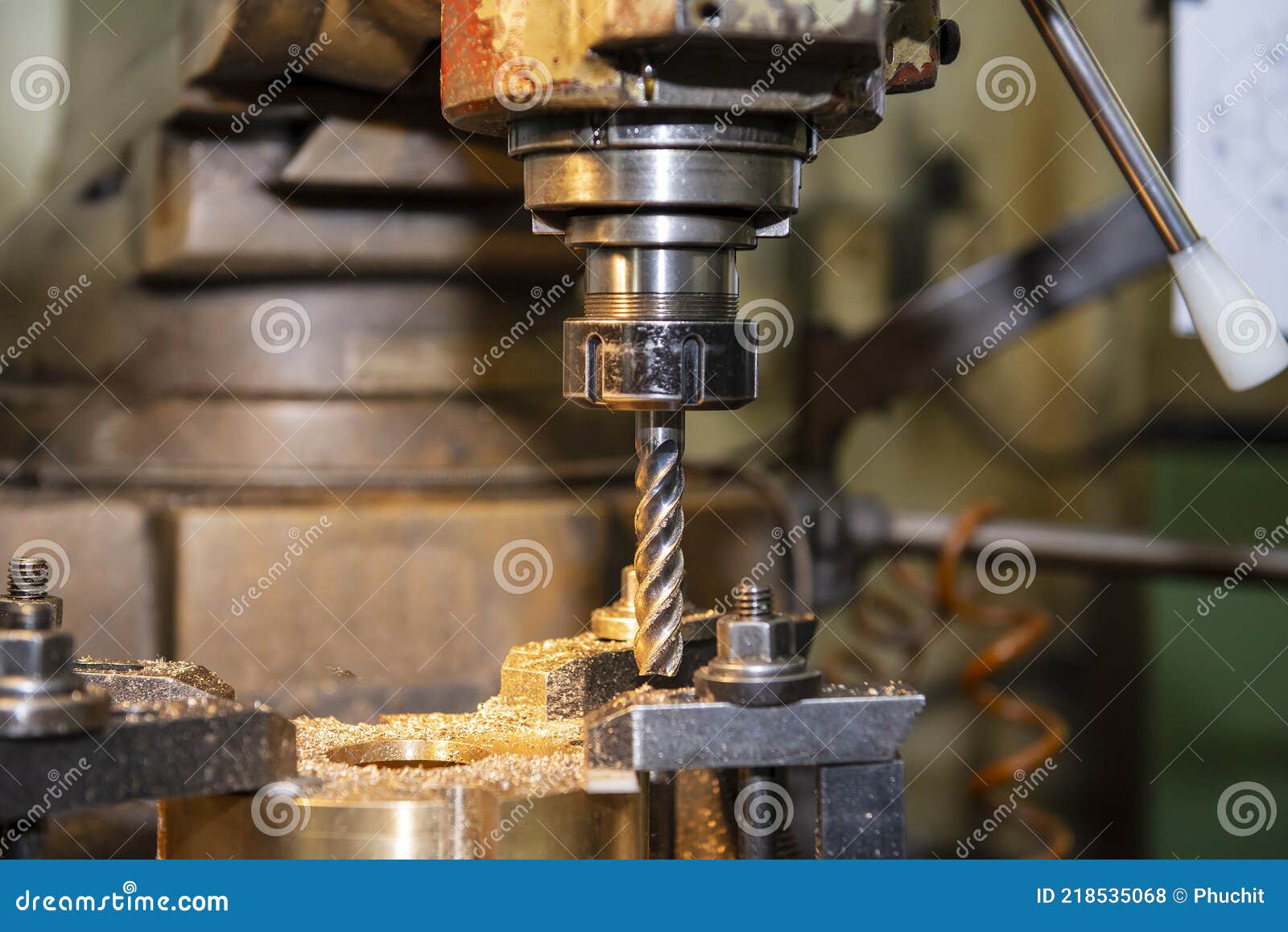 The Hole Boring Processing by Reamer Tool on NC Milling Machine. Stock ...