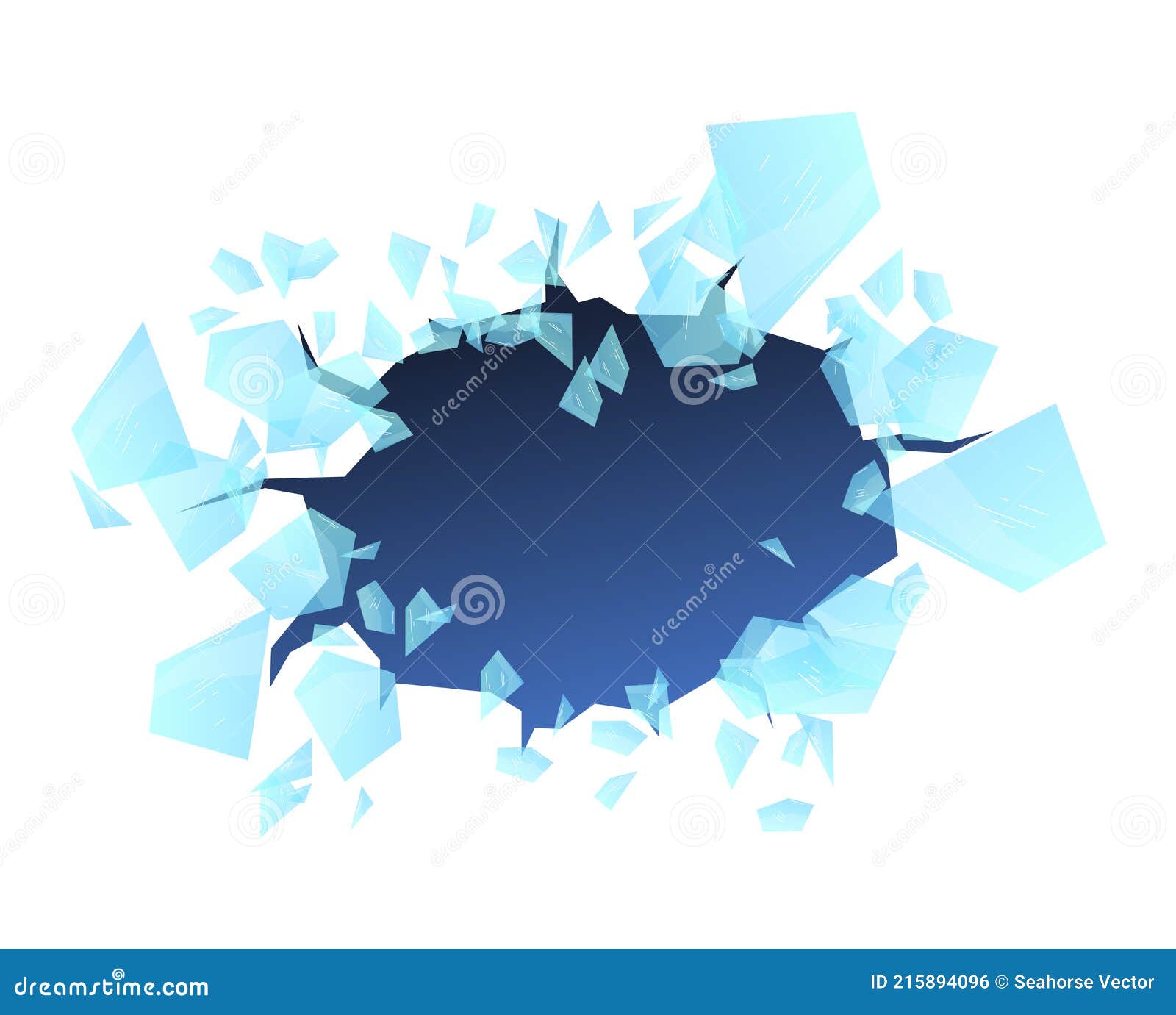 Hole Breaking, Ice Crack, Surface Background, Isolated on White ...