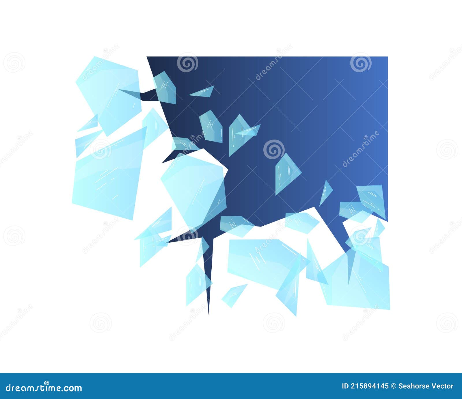 Hole Breaking, Ice Crack, Surface Background, Isolated on White ...