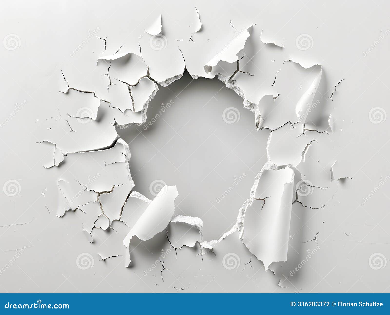 Hole Breaking, Ice Crack, Surface Background, Isolated On White ...