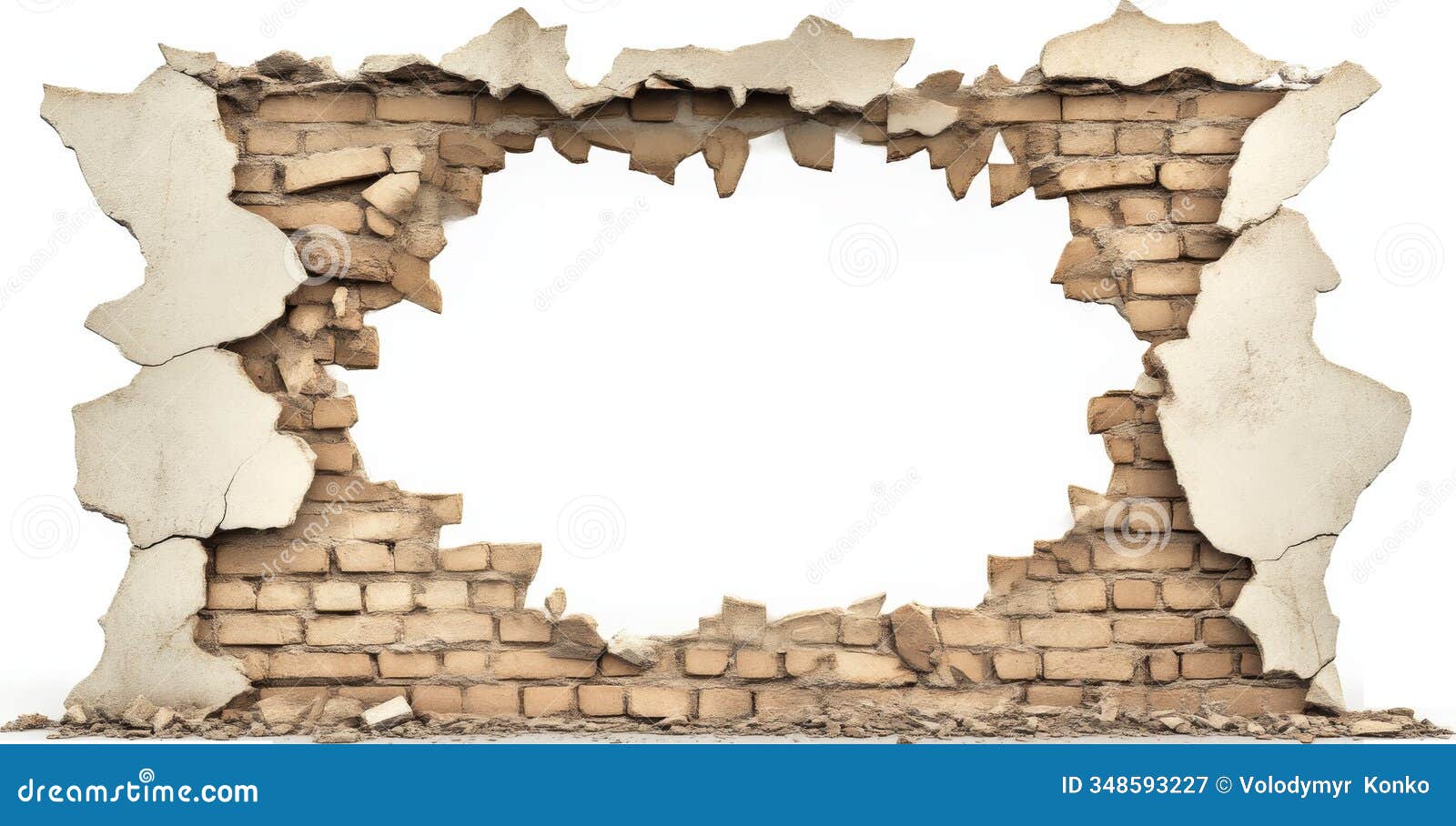 Hole in Brick Wall with Exposed Bricks and Torn Plaster Creating a ...