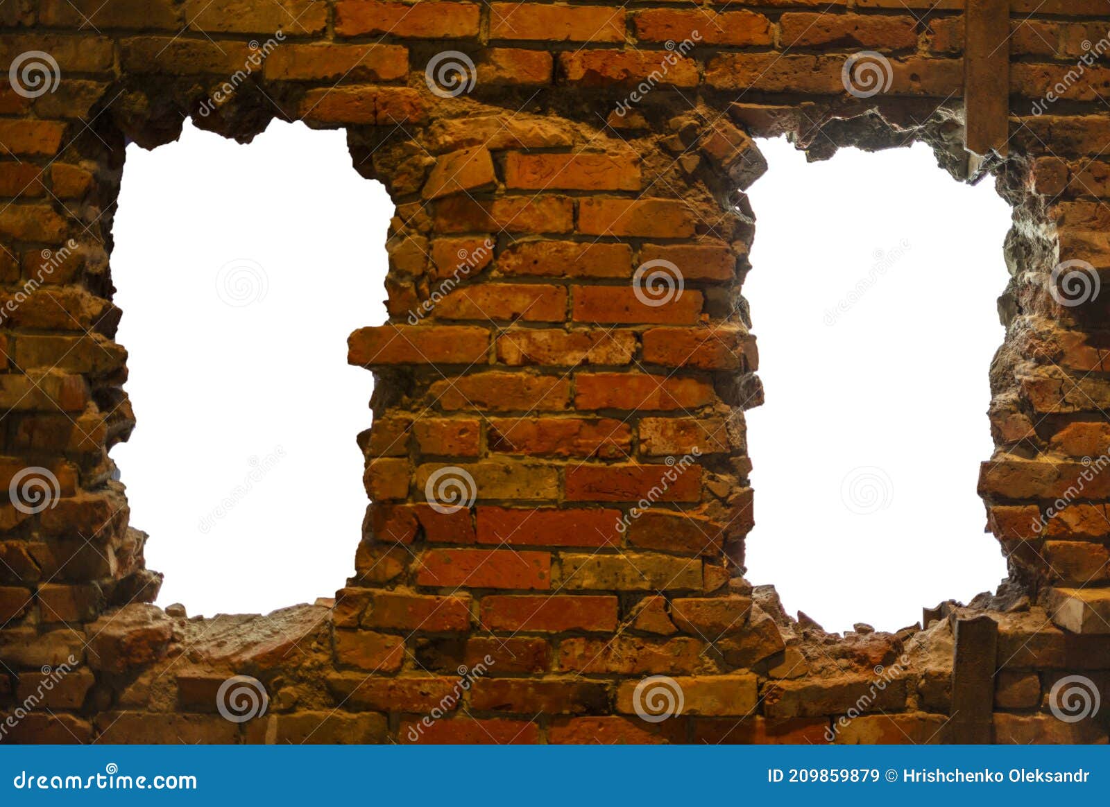 A hole in a brick wall stock image. Image of brown, crack - 209859879
