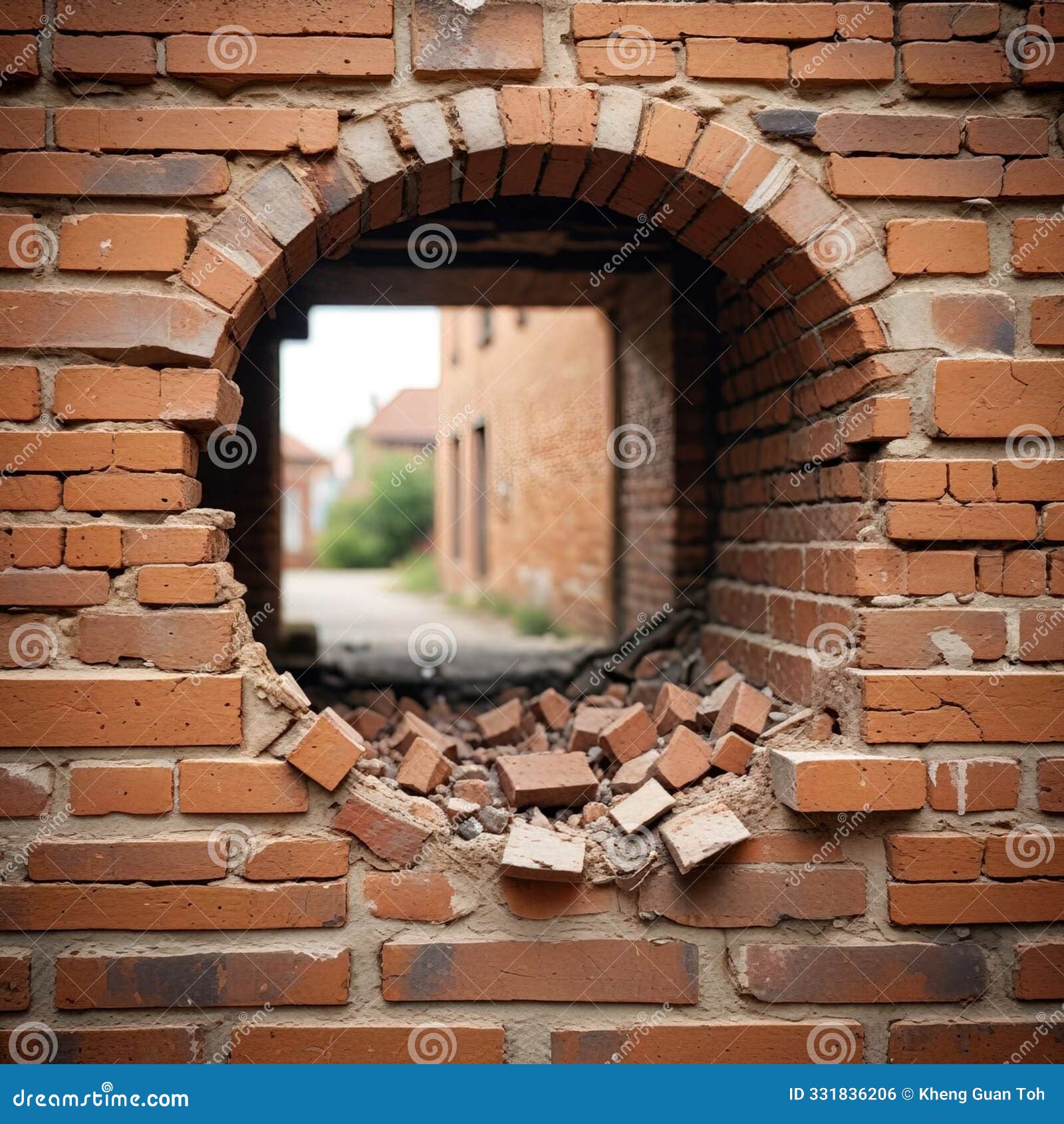 Hole on a Broken Brick Wall Background Stock Illustration ...