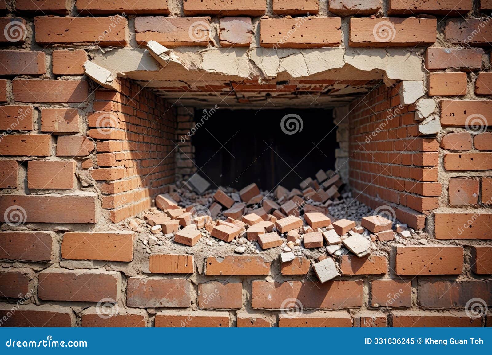 Hole on a Broken Brick Wall Background Stock Illustration ...