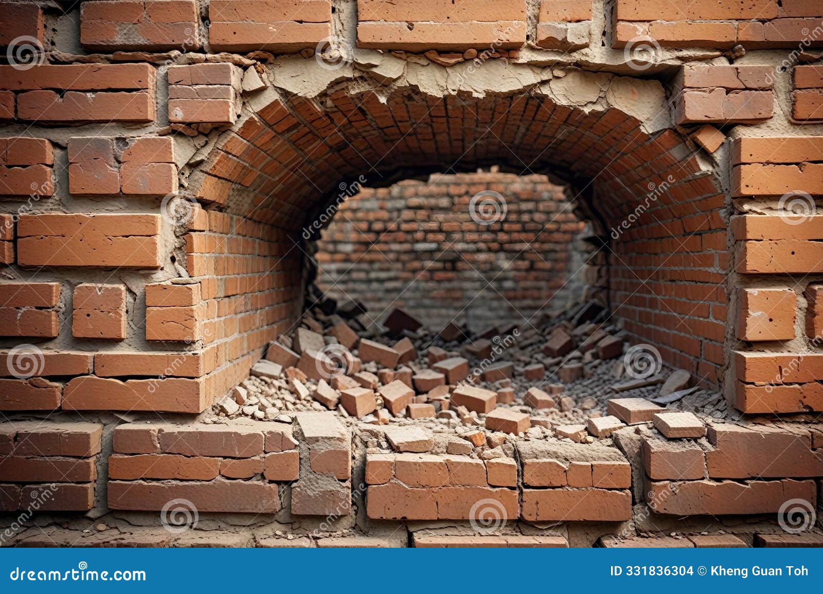 Hole on a Broken Brick Wall Background Stock Illustration ...