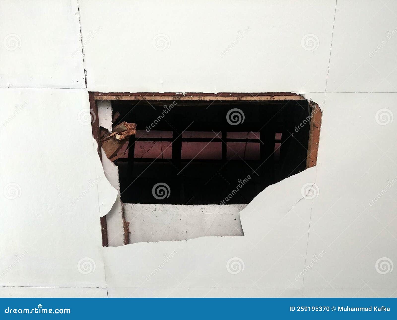A Hole of Broken Old Wooden Ceiling Stock Photo - Image of brand ...