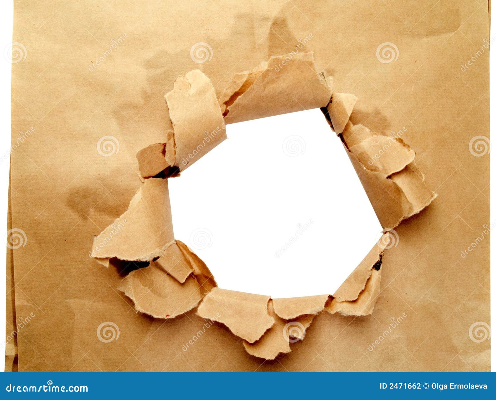 Hole in the brown paper stock photo. Image of edge, handle - 2471662