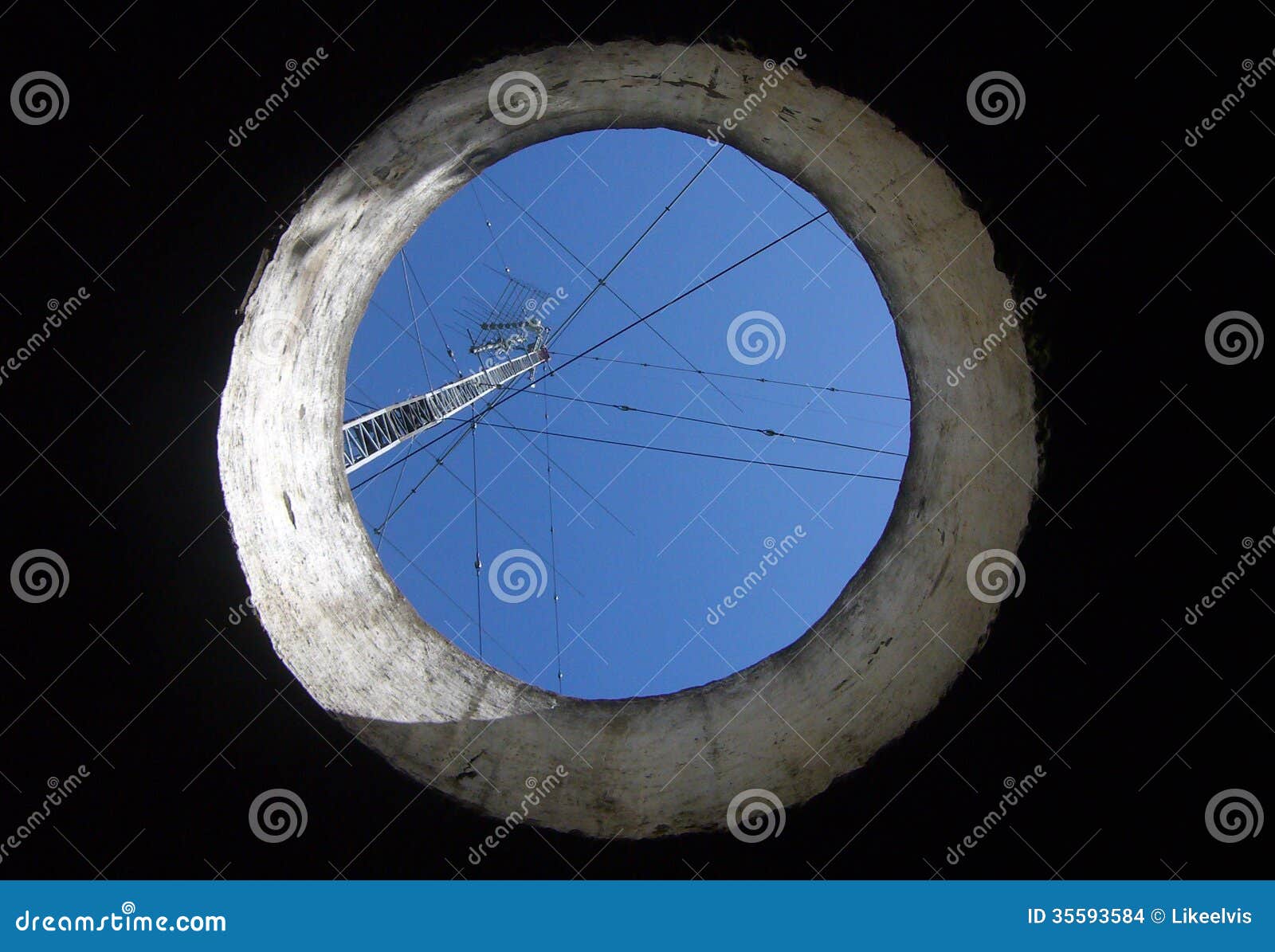Hole in a bunker ceiling stock photo. Image of round - 35593584