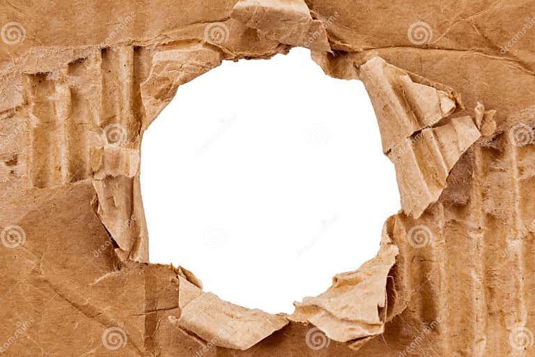 Hole in Cardboard. a Torn Piece of Cardboard or Paper Stock Image ...