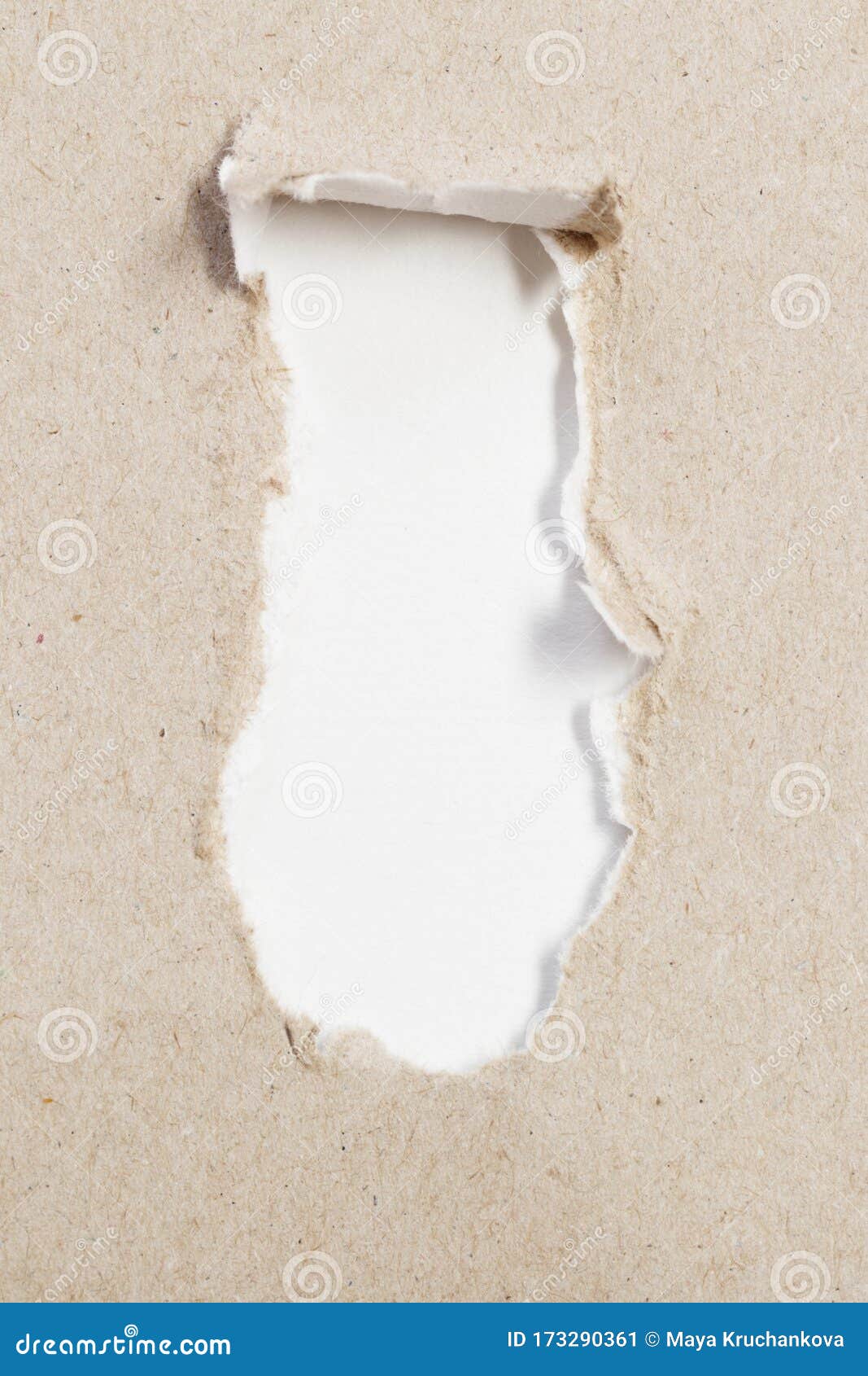 Hole in craft cardboard stock image. Image of break - 173290361