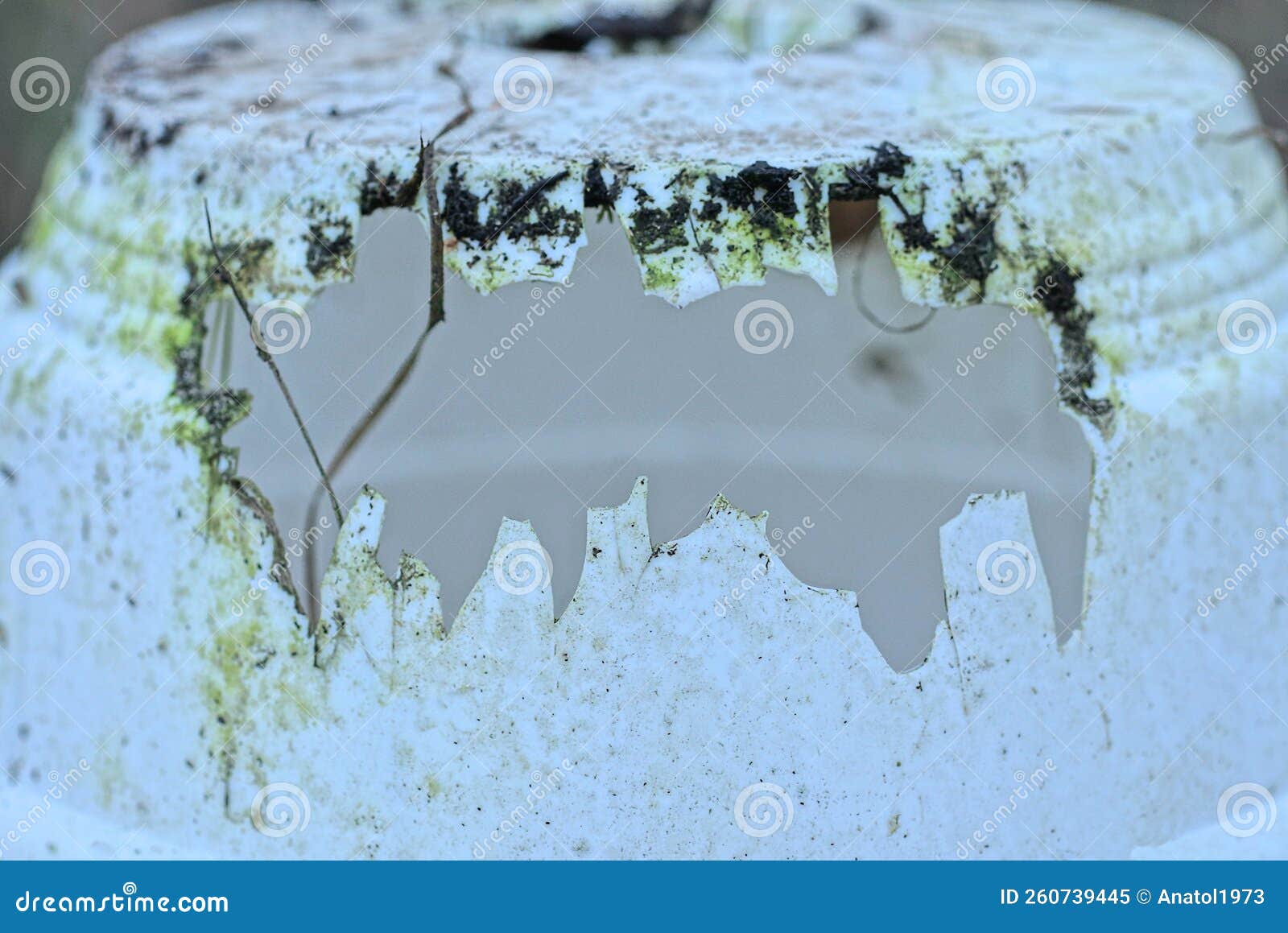 Hole in a Dirty Old White Plastic Bucket Stock Image - Image of dirty ...
