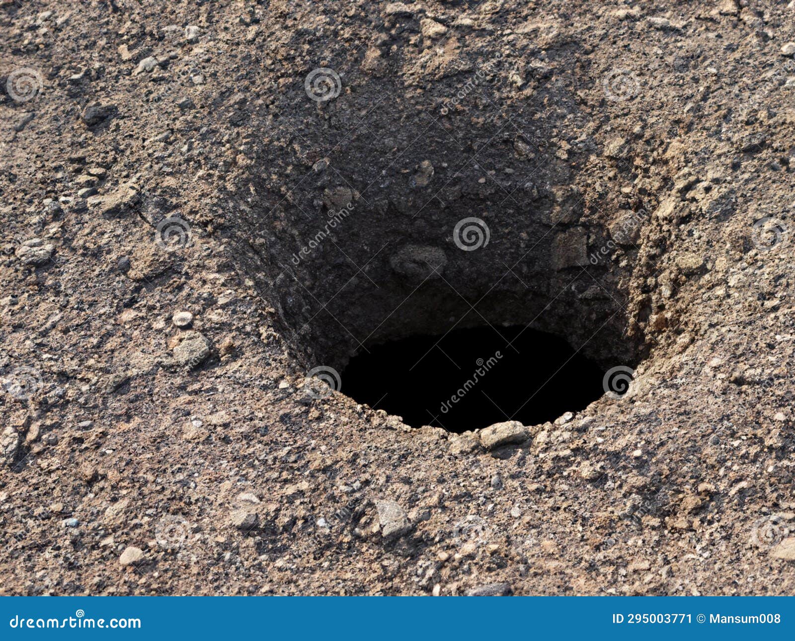 Hole in the ground stock image. Image of material, asphalt - 295003771