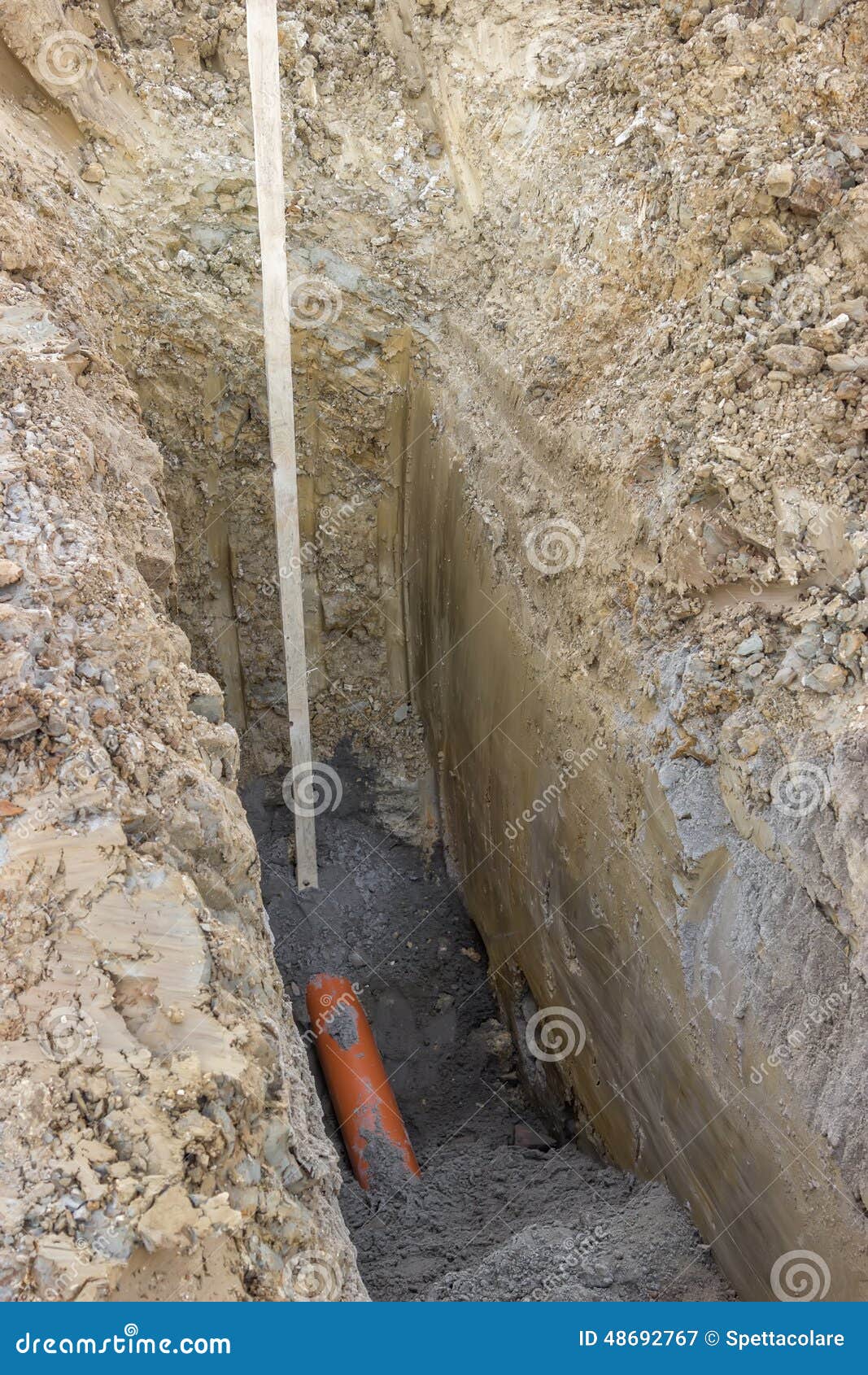 Hole in the Ground with PVC Waste Pipe Stock Image - Image of ...