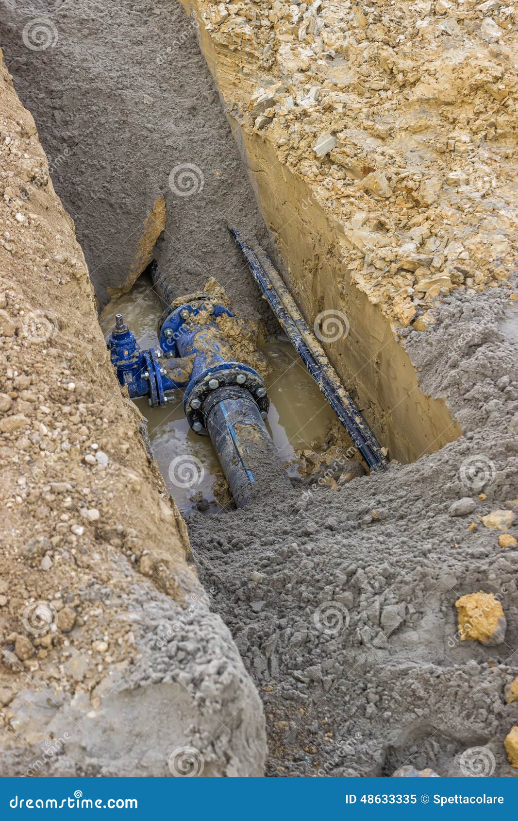 Hole in the Ground with Water Pipe Stock Image - Image of drain, buried ...