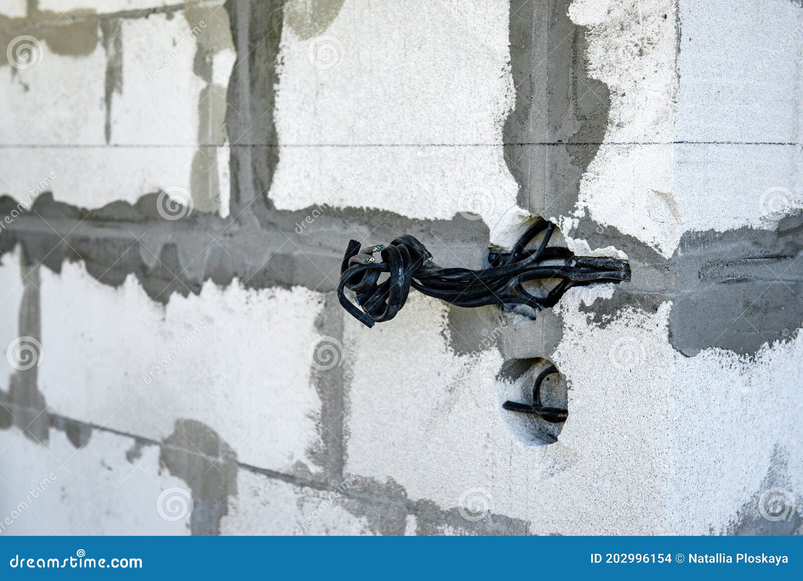 Hole Inside the Concrete Wall for Wires and Electric Plugs on ...