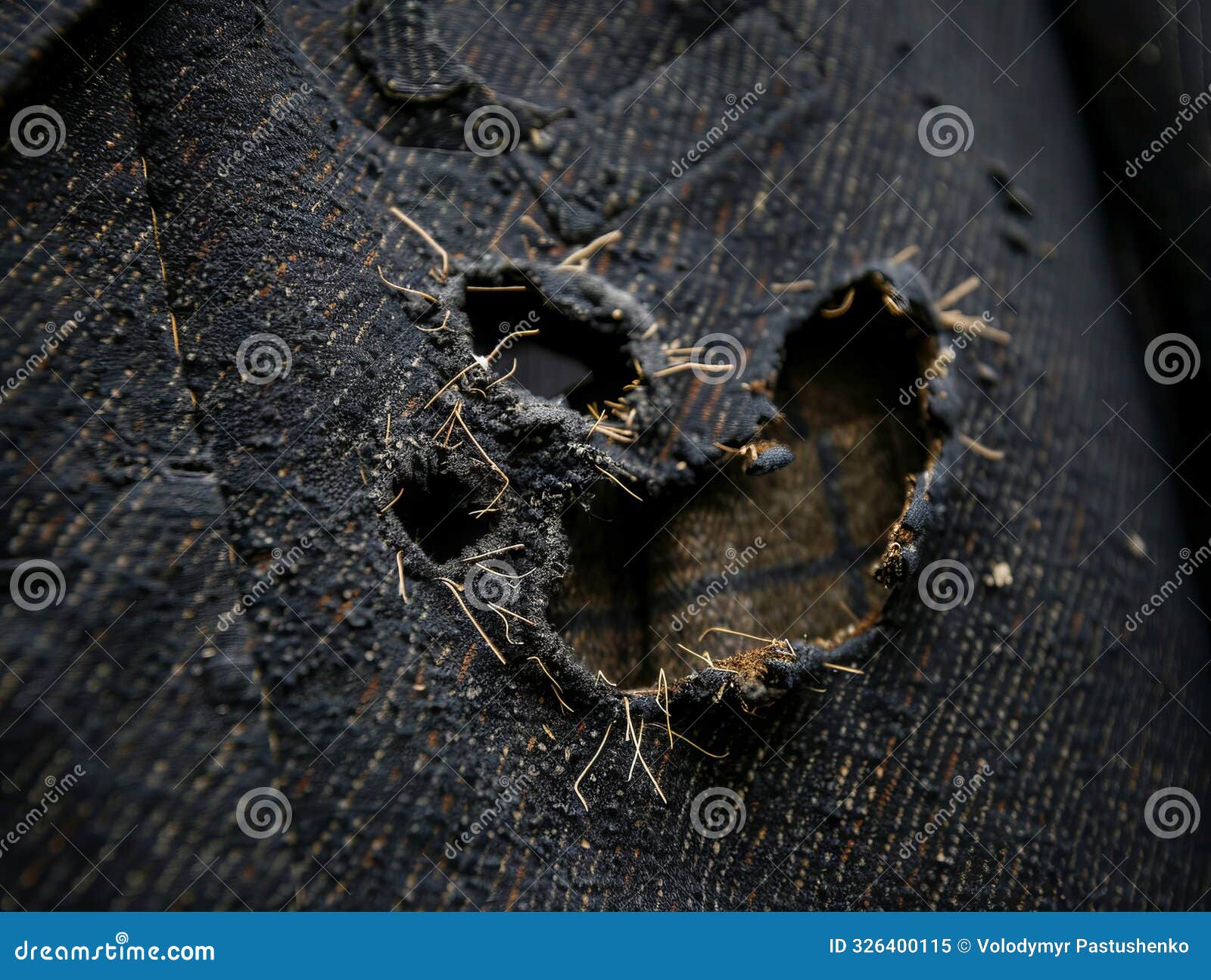 A Hole in a Jacket with a Piece of Cloth Stock Image - Image of piece ...