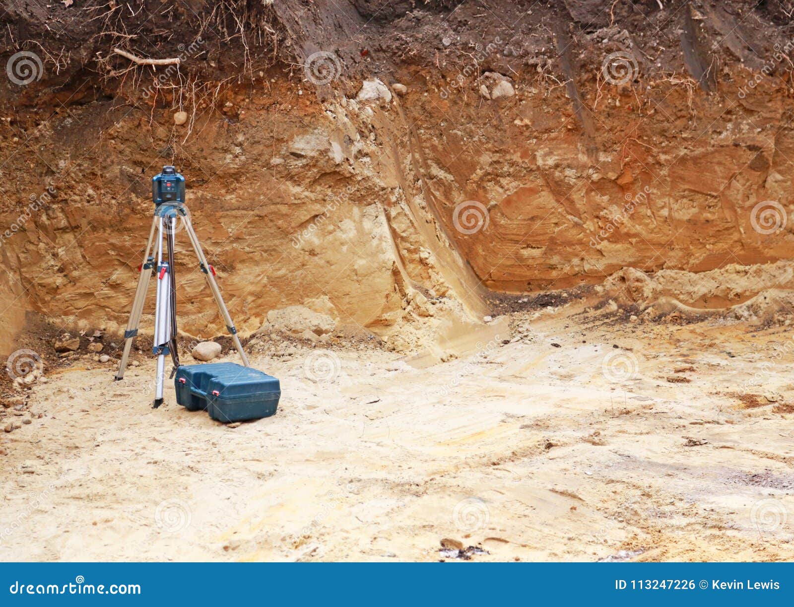 Hole with Mining or Surveyor Equipment with Text Area. Stock Photo ...