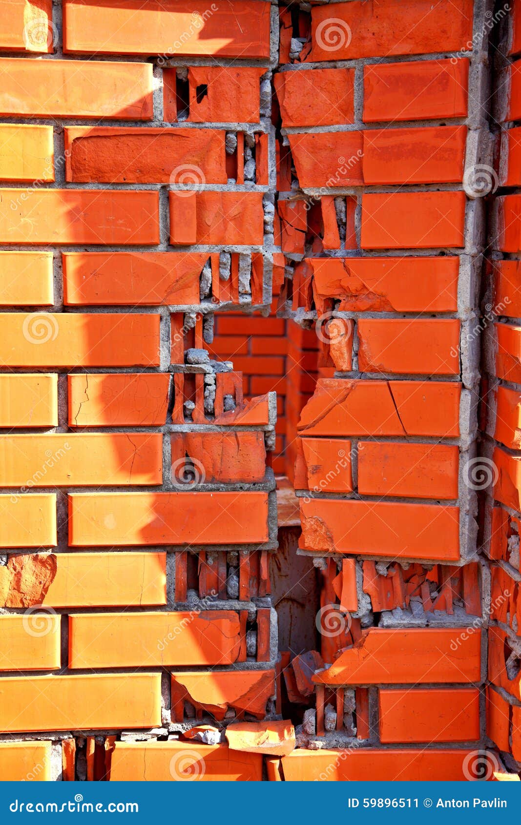 Hole N Red Brick Wall Background Stock Image - Image of building ...